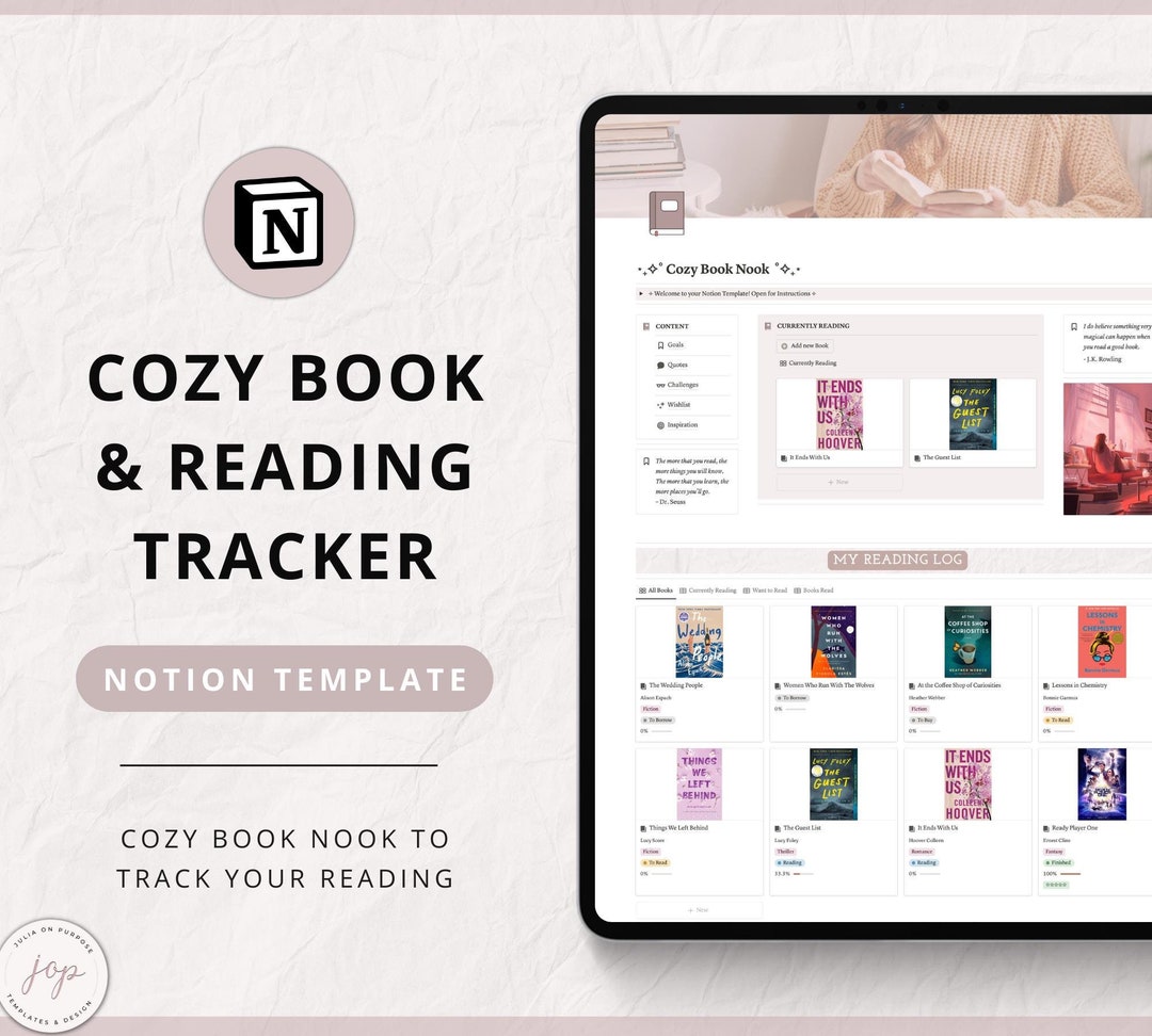 Book Tracker Notion Template, Reading Tracker, Notion Reading Log ...