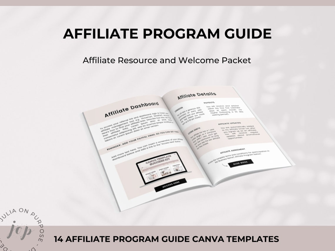 Affiliate Program Guide Canva Template Affiliate Welcome - Etsy Canada