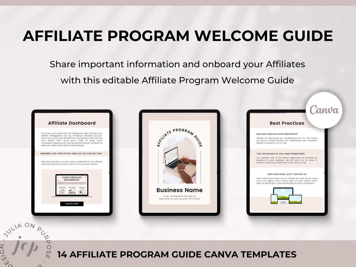 Affiliate Program Guide Canva Template Affiliate Welcome - Etsy