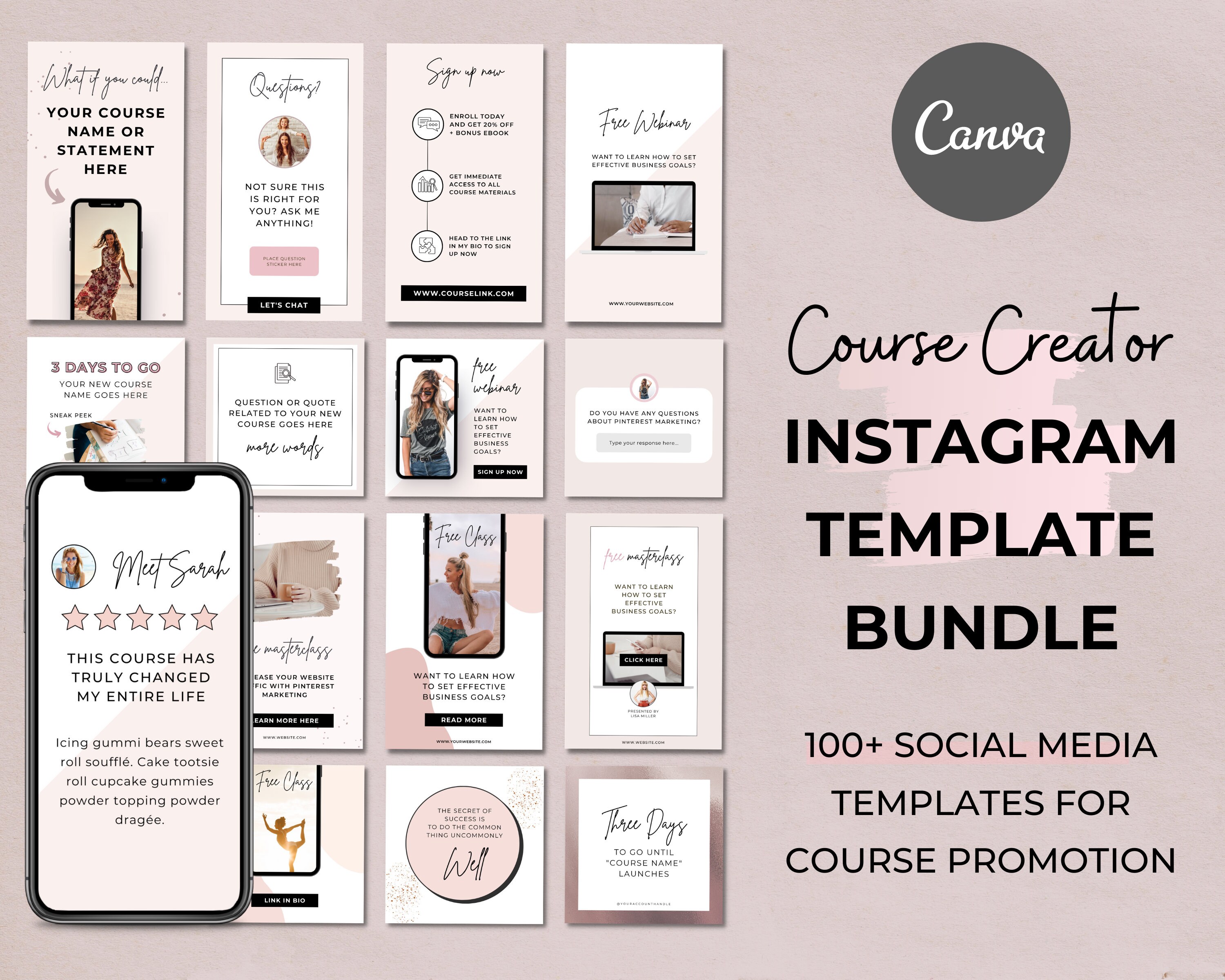 Instagram Templates for Course Creators Canva Course - Etsy UK