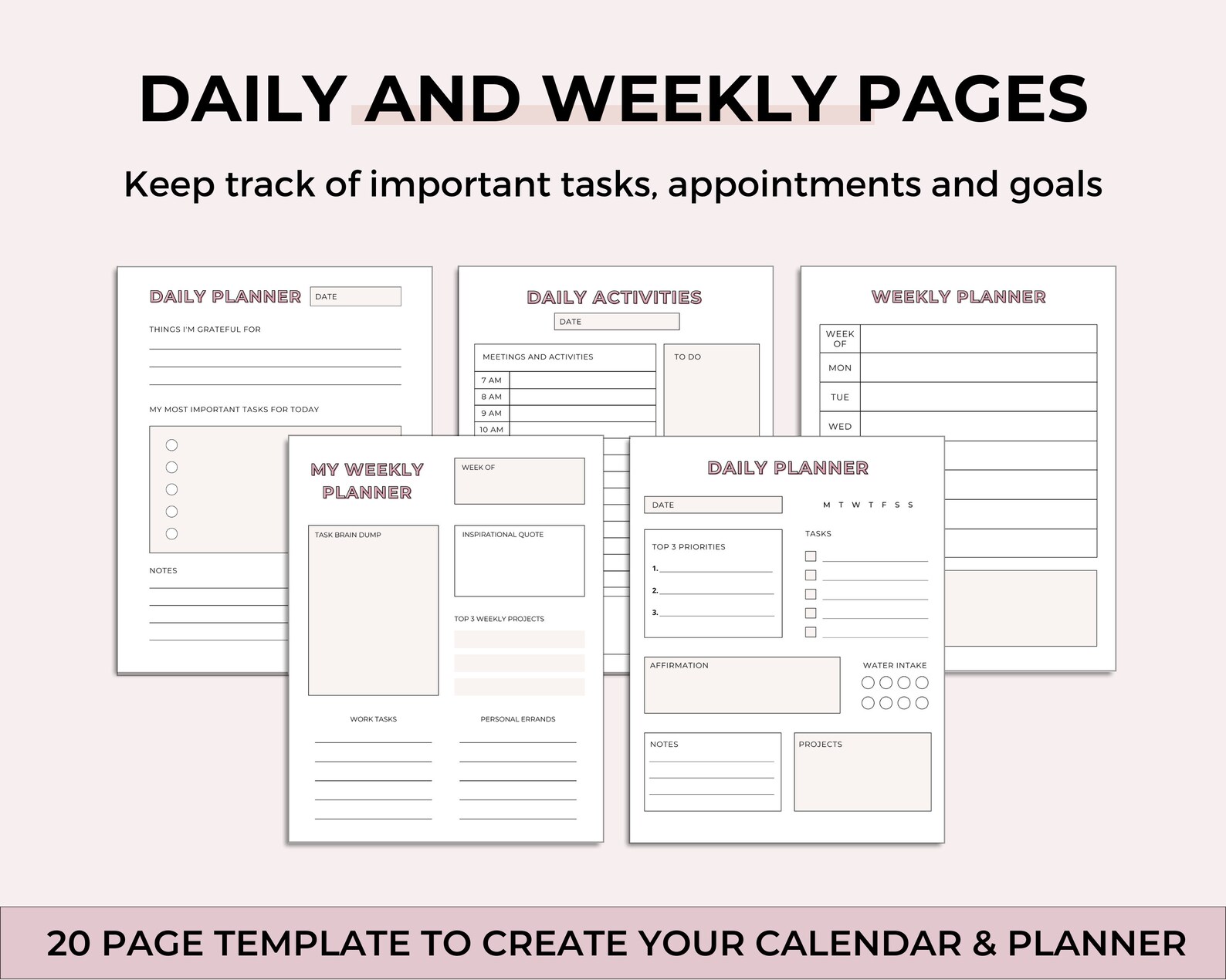 Planner Templates Canva Calendar Templates Canva Editable - Etsy