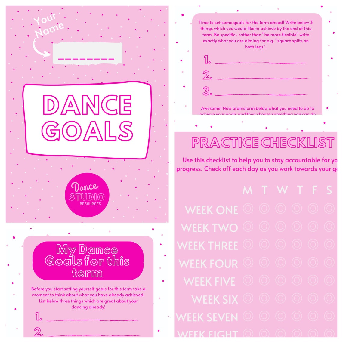 PDF Printable DANCE GOALS Guide- Educational Goal Setting Training ...