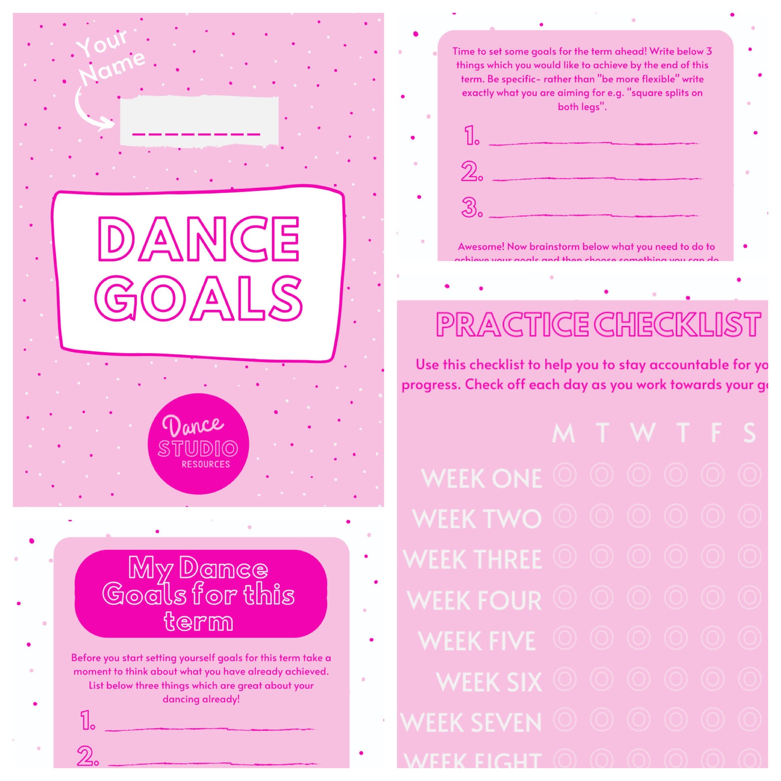 PDF Printable DANCE GOALS Guide- Educational Goal Setting Training ...