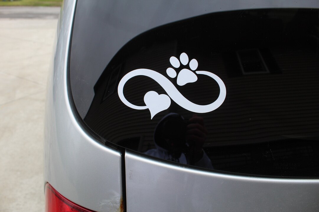 Infinite Dog Love, Infinity Sign With Paw and Heart, Vinyl Decal, Car ...