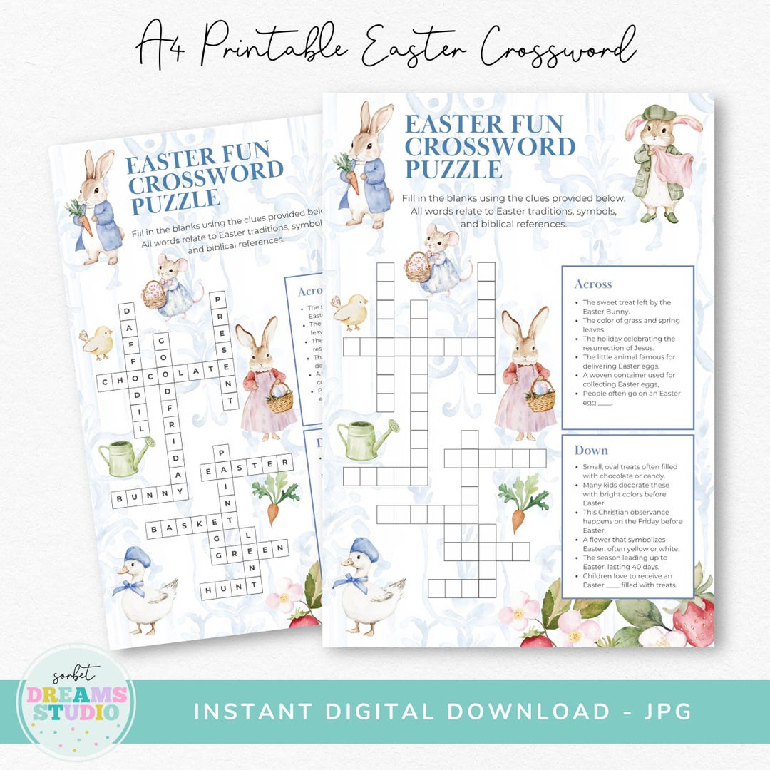 Crucigrama de Pascua (A4), sopa de letras de Pascua, JPG, imprimible ...