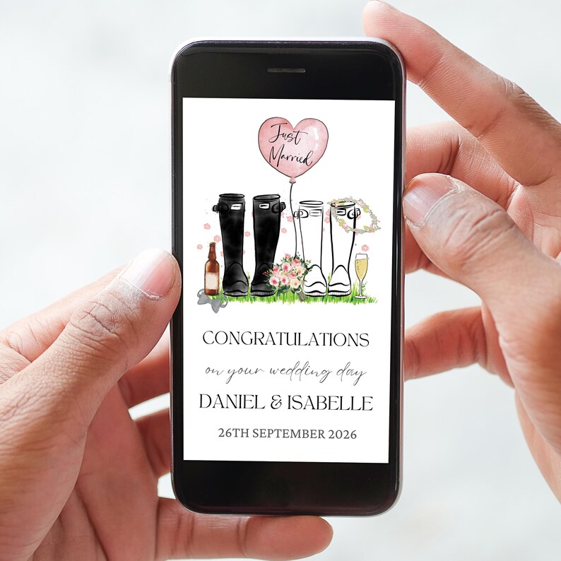 Animated Wedding Congratulations E-card With Music, Editable Canva ...