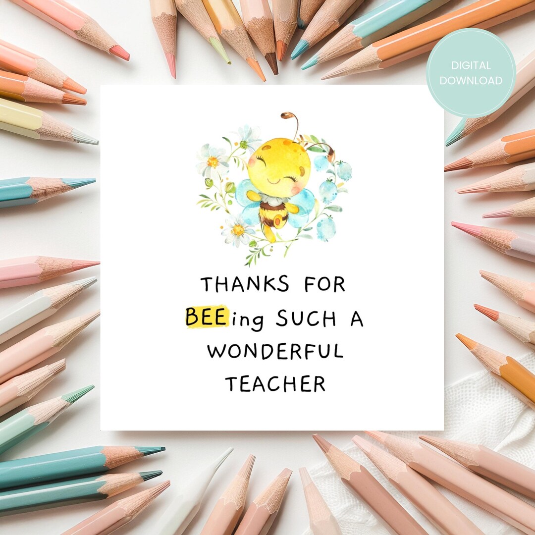 Thanks for Beeing A Wonderful Teacher Card, Personalised Card ...