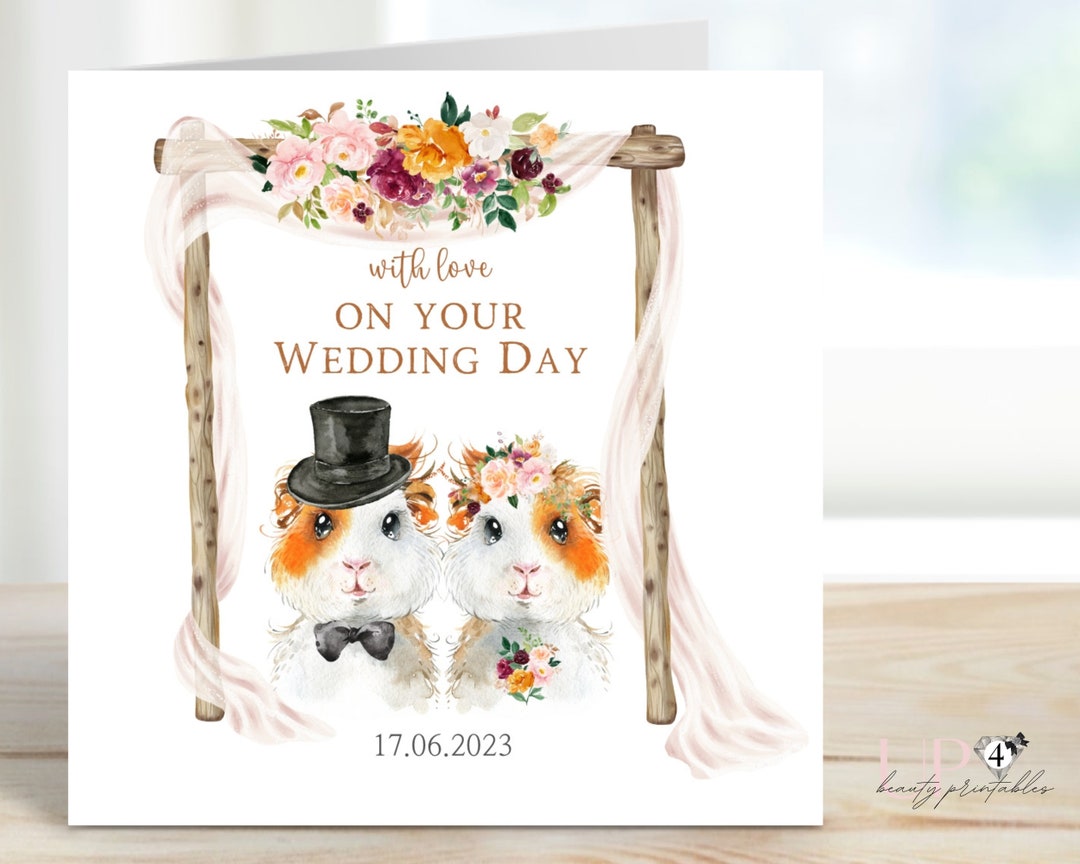 Personalised Bride & Groom Guinea Pig Wedding Arch Card, Wedding Day ...