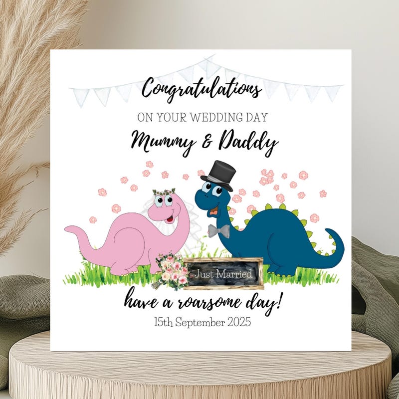 Dinosaur Wedding Card - Etsy UK