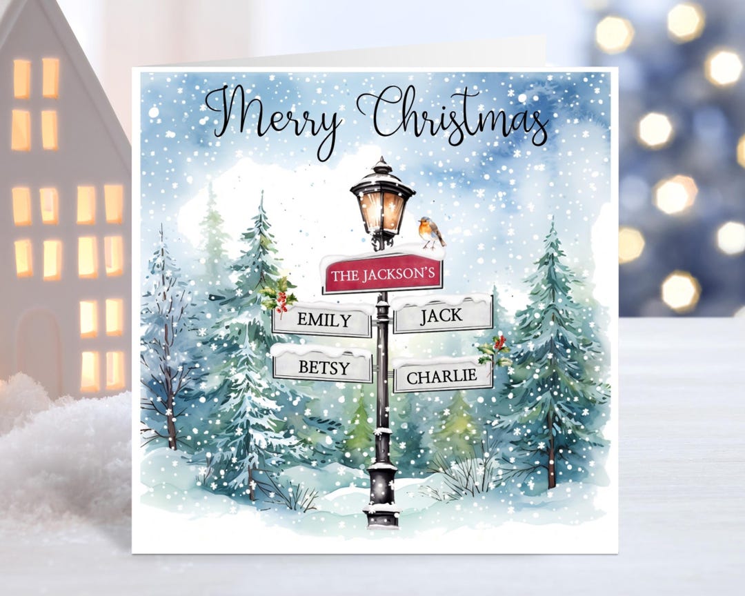 Christmas Christmas Scene Card, Personalised Family Christmas Card ...