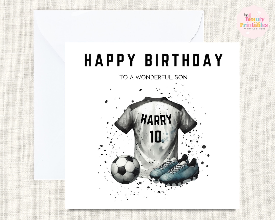 Personalised Boys Football Birthday Card, Children's Football Card ...