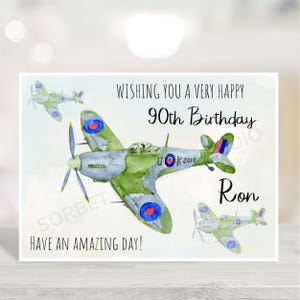 Spitfire Birthday Card, 90th Birthday Card, WWII Airplane Design, Royal ...