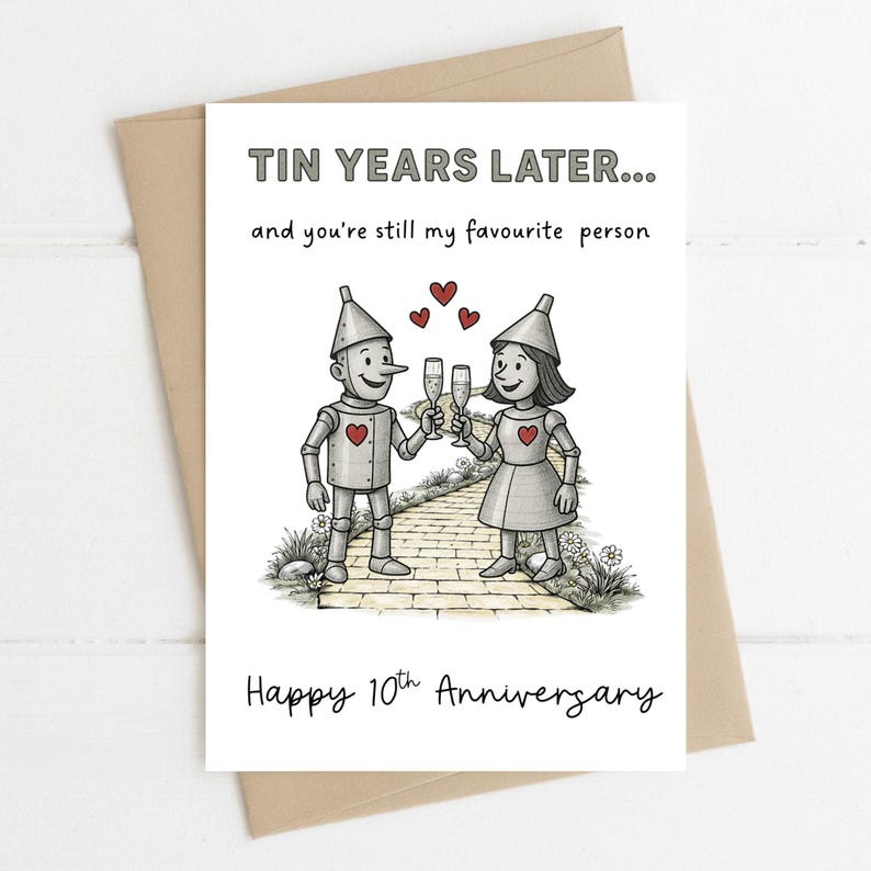 10th Anniversary Card Printable, Tin Anniversary Card, Love Card for ...