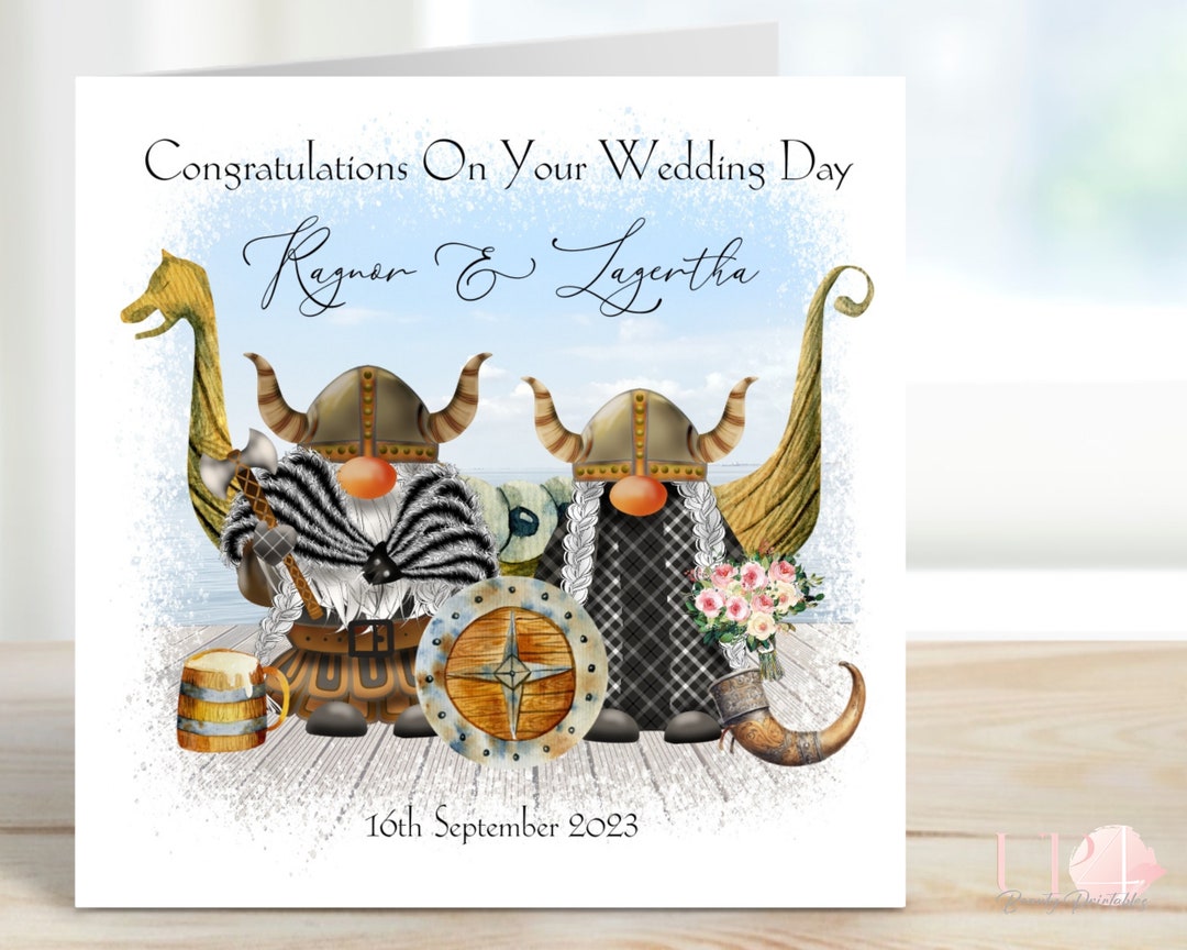Personalised Viking Wedding Card Viking Wedding Couple Just - Etsy