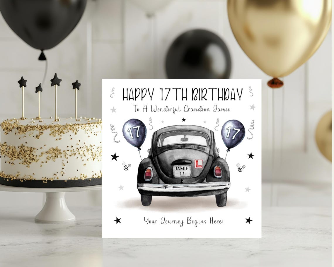 Personalised New Driver 17th Birthday Card, Learner Driver, Card for ...