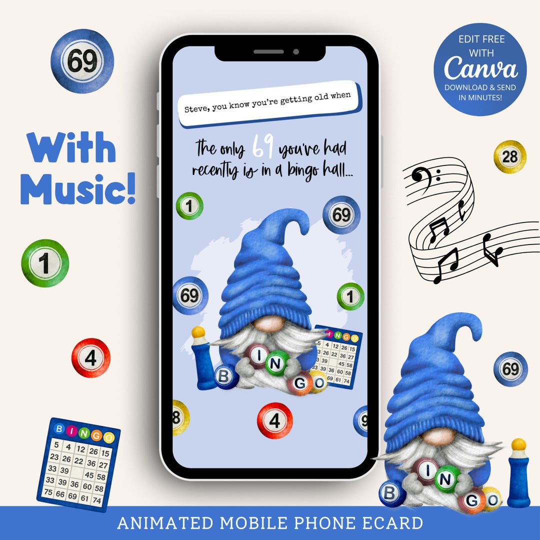 Funny 69 Bingo Gonk Animated Whatsapp Card, Rude Birthday Ecard for Him ...