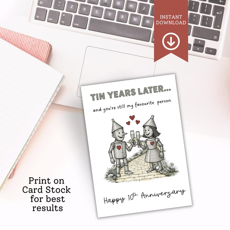 10th Anniversary Card Printable, Tin Anniversary Card, Love Card for ...