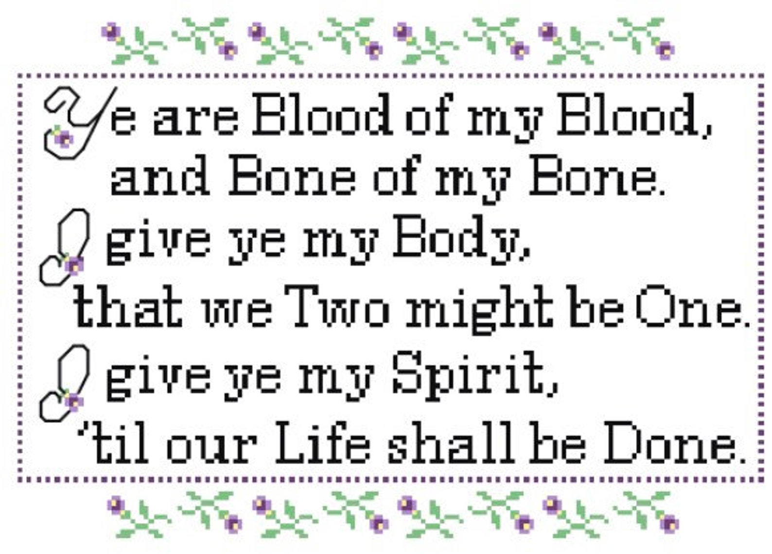 Outlander Gaelic Wedding Vow PDF Cross Stitch Pattern | Jamie & Claire ...