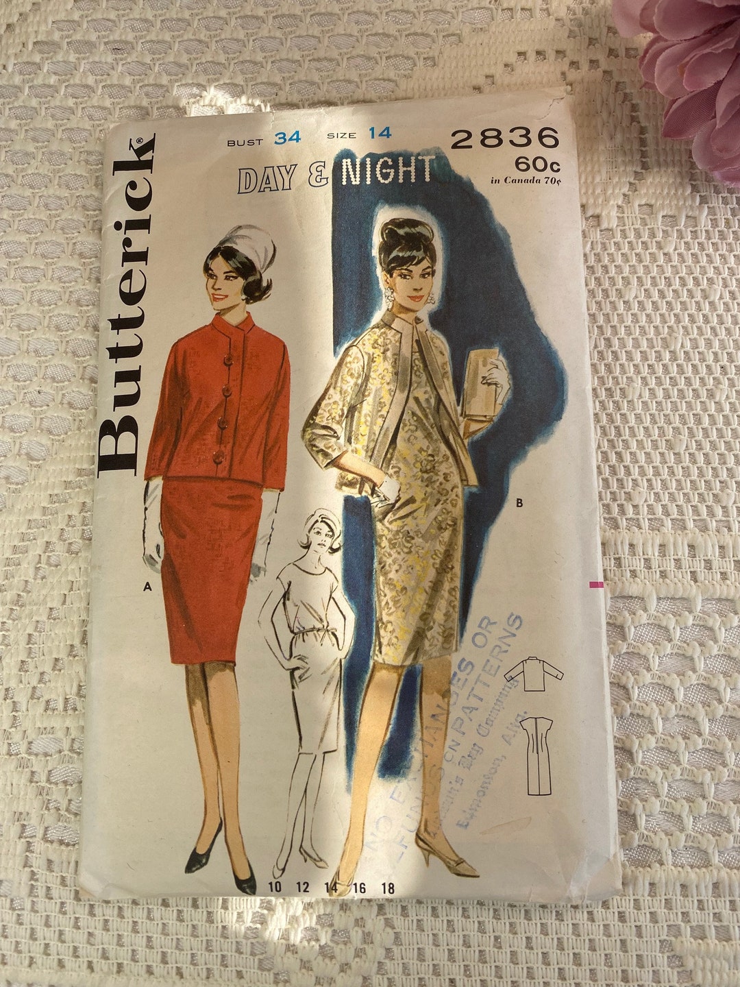 1960s Dress Pattern, Vintage Form Fit Dress With Jacket, BUTTERICK 2836 ...