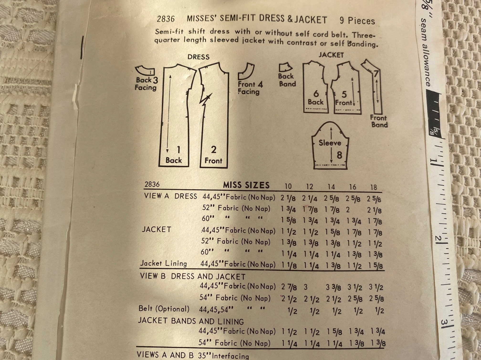 1960s Dress Pattern, Vintage Form Fit Dress With Jacket, BUTTERICK 2836 ...