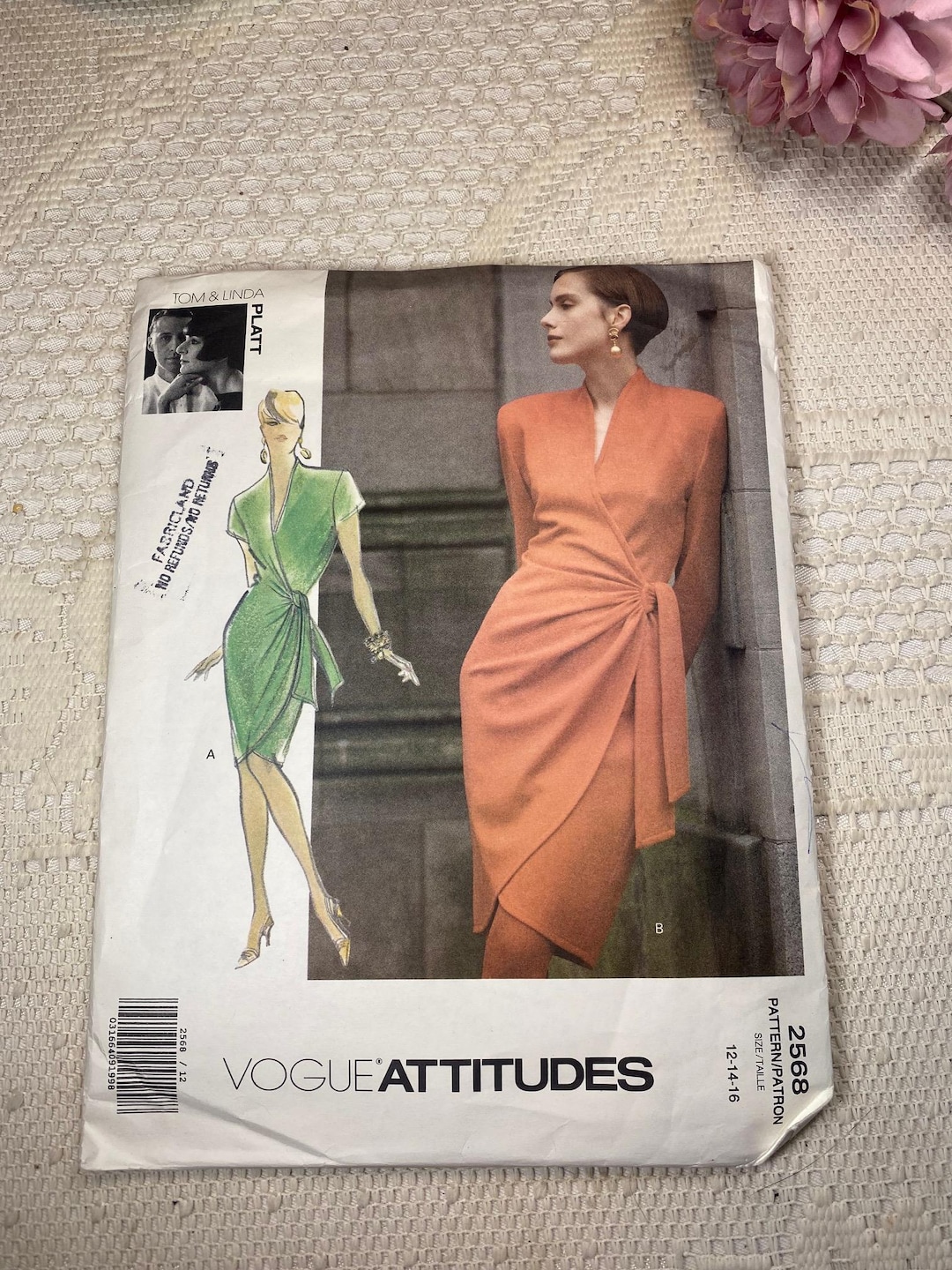 VOGUE Wrap Dress Pattern, Easy Sew Size 12-4-16 Uncut Sewing Pattern ...