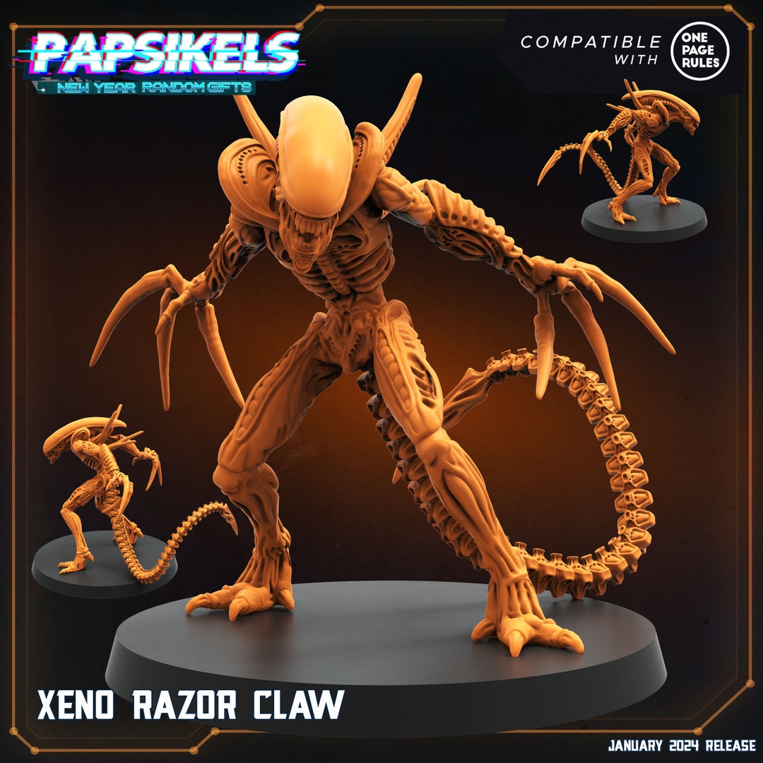 Xeno Razor Claw Resin Miniature: 32mm Fantasy Tabletop RPG Figure - 12 ...