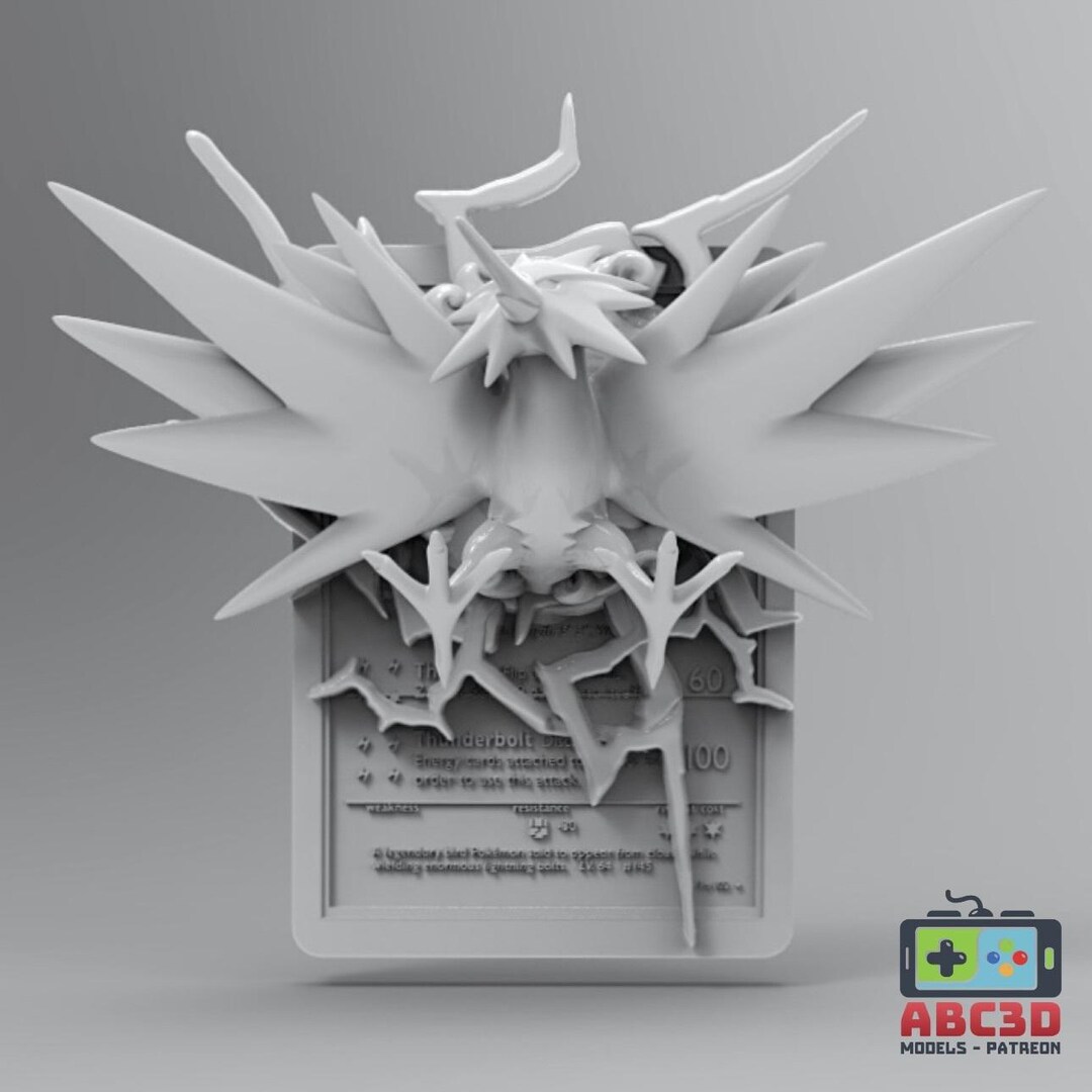 Zapdos - 3D Printed Pokemon Card Wall Hanger | Fan Art | Pokemon TCG ...