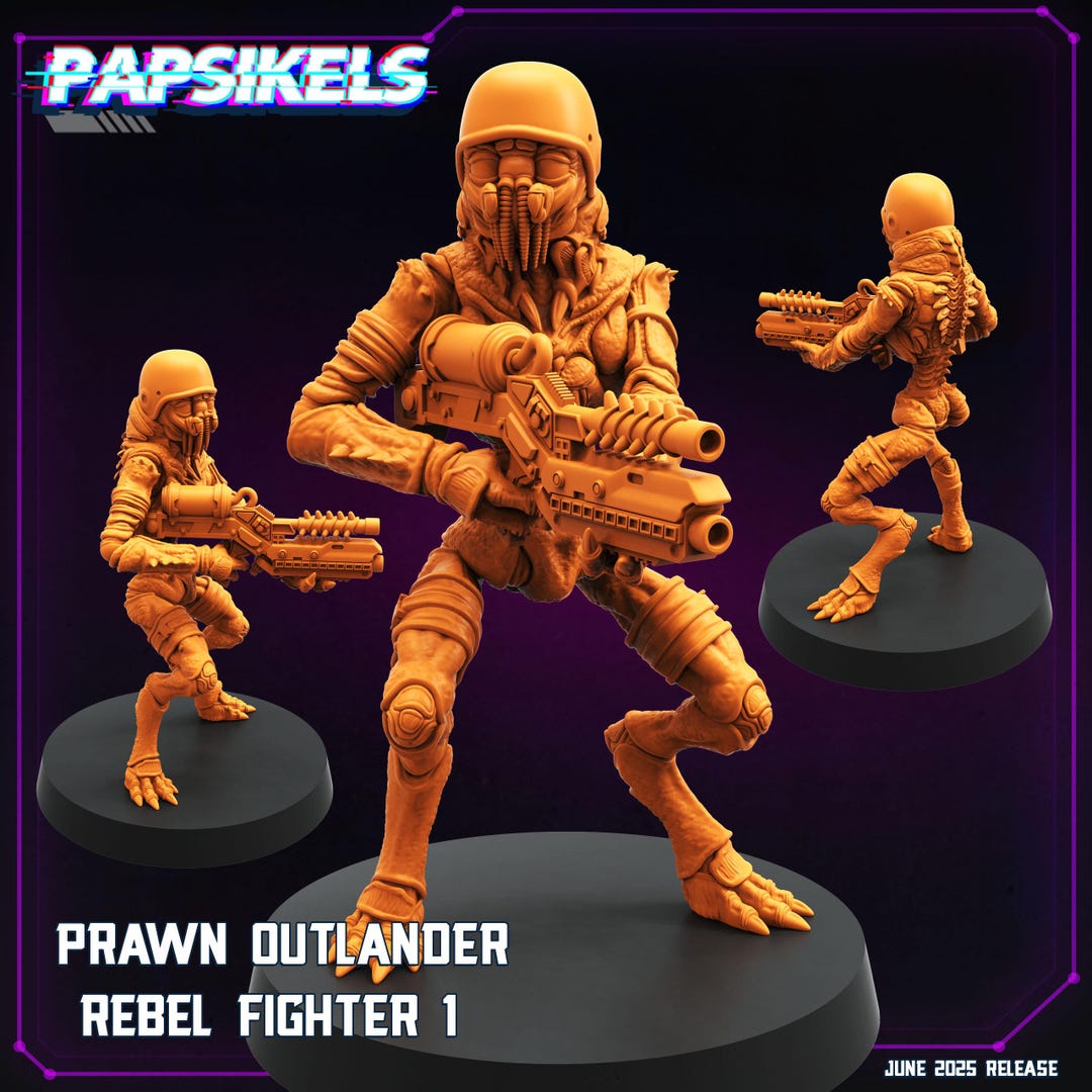 Cyberpunk Prawn Outlander Miniature: District 9 Rebel Fighter, 28/32mm ...