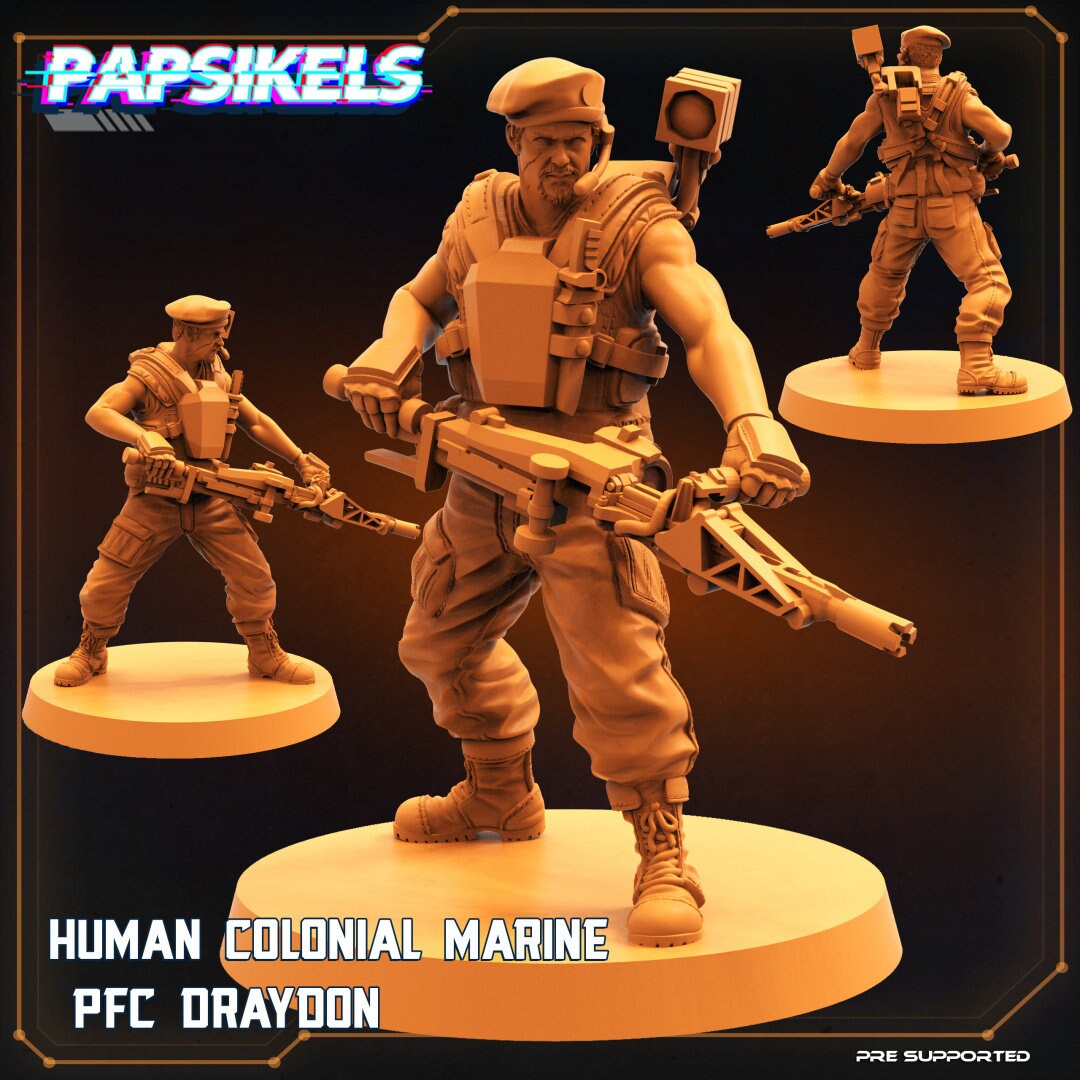 Alien Wars, Human Colonial Marine PVC Draydon, Papsikels, 32mm Mini - Etsy
