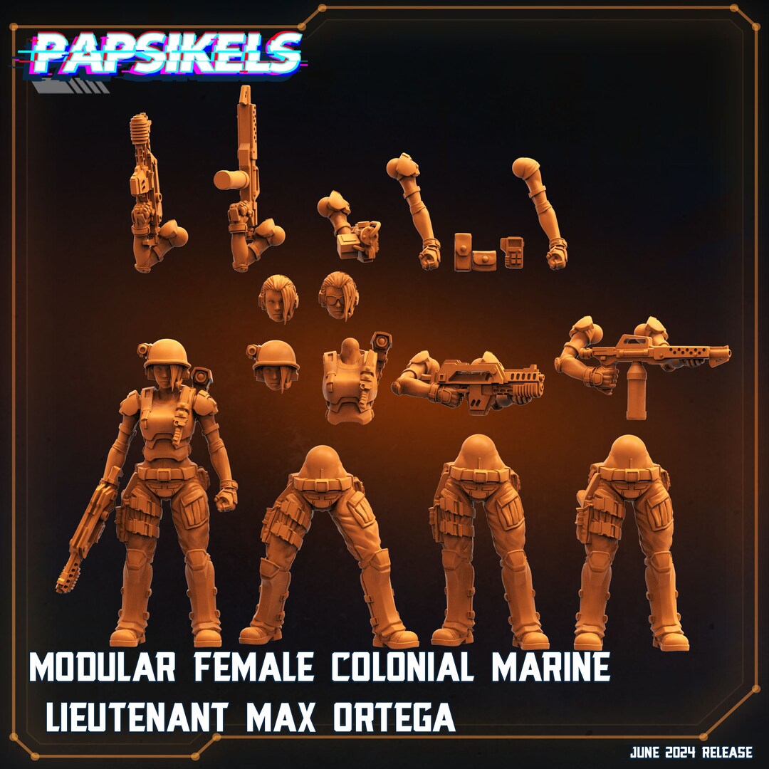 Modular Female Colonial Marine Lieutenant Max Ortega - Papsikels, 32mm ...