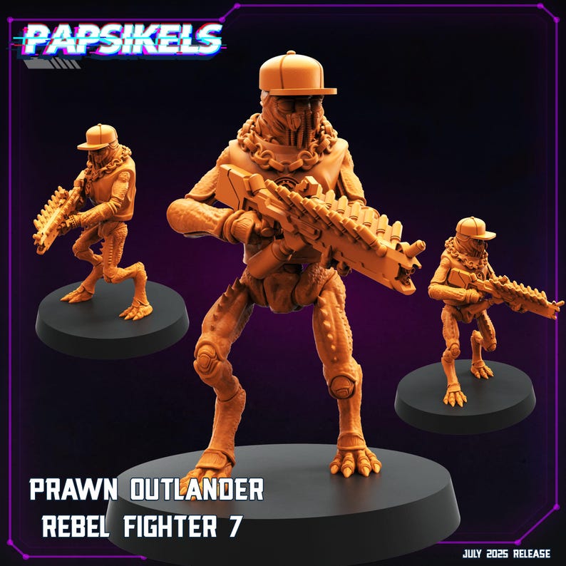 Cyberpunk Prawn Outlander Miniature: District 9 Rebel Fighter, 28/32mm ...