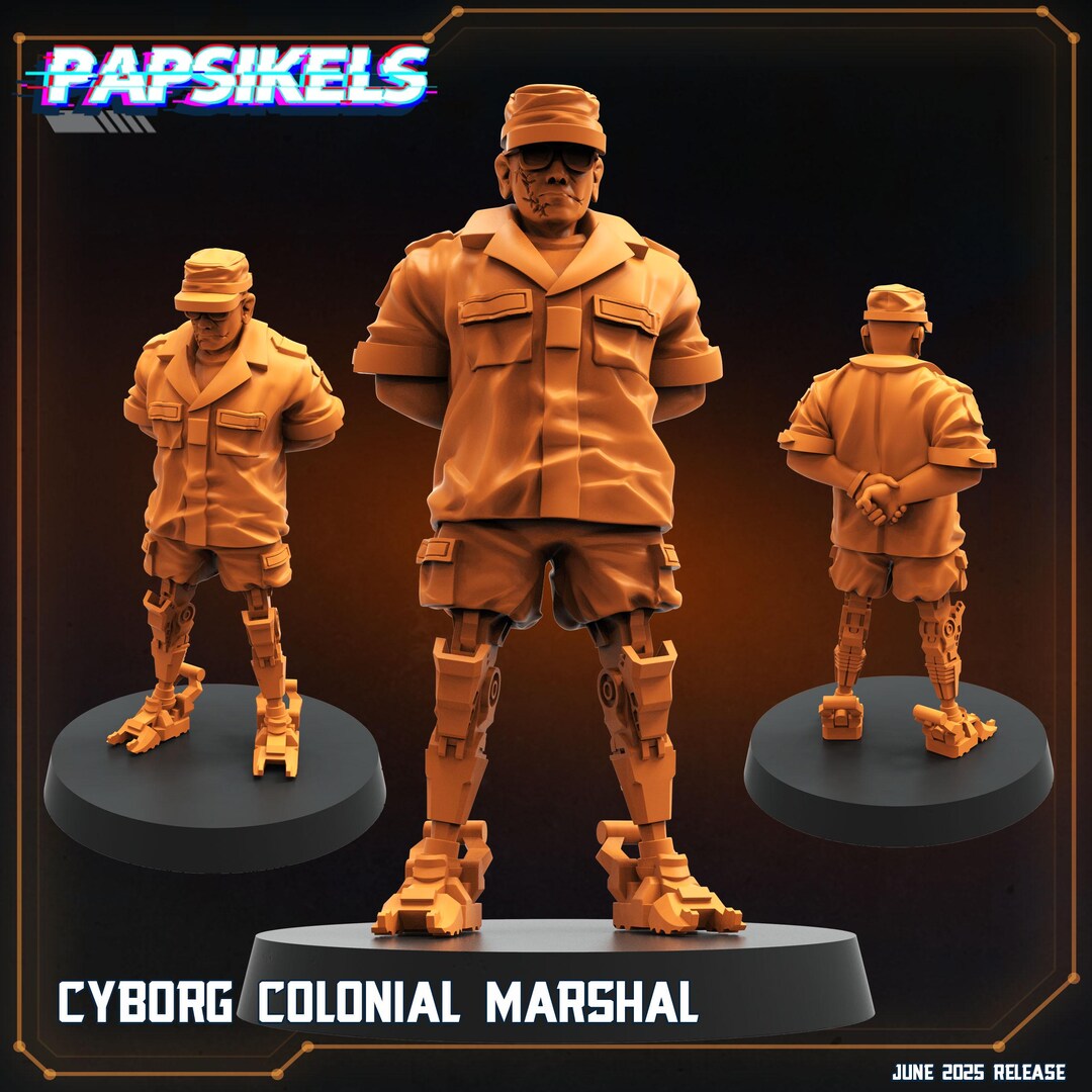 Cyborg Colonial Marshal Miniature: 28mm Sci-fi RPG Figurine - Papsikels ...