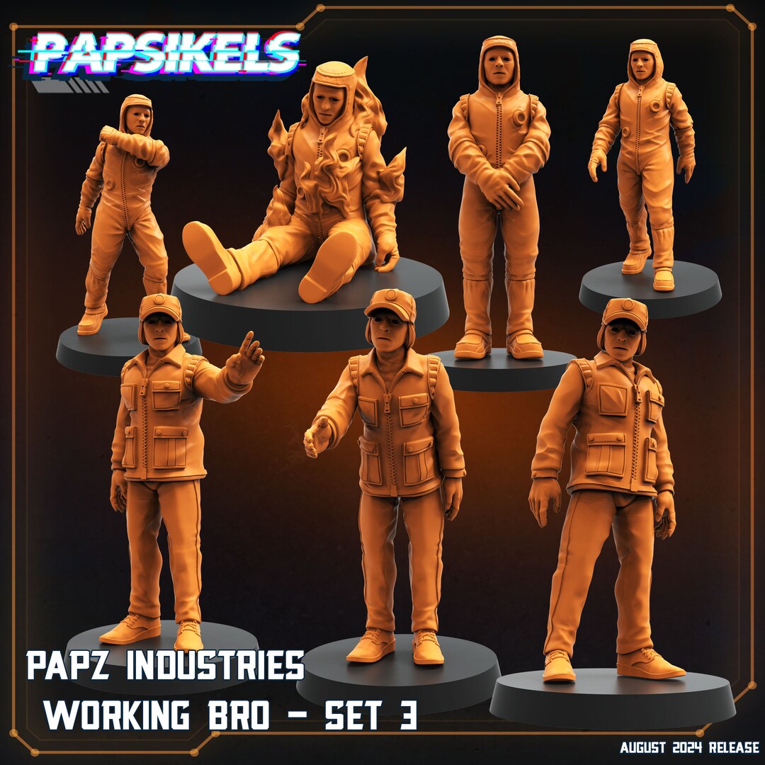 Aliens Vs Humans, Working Bros Set 3 / Working Joes , Papsikels, 32mm ...