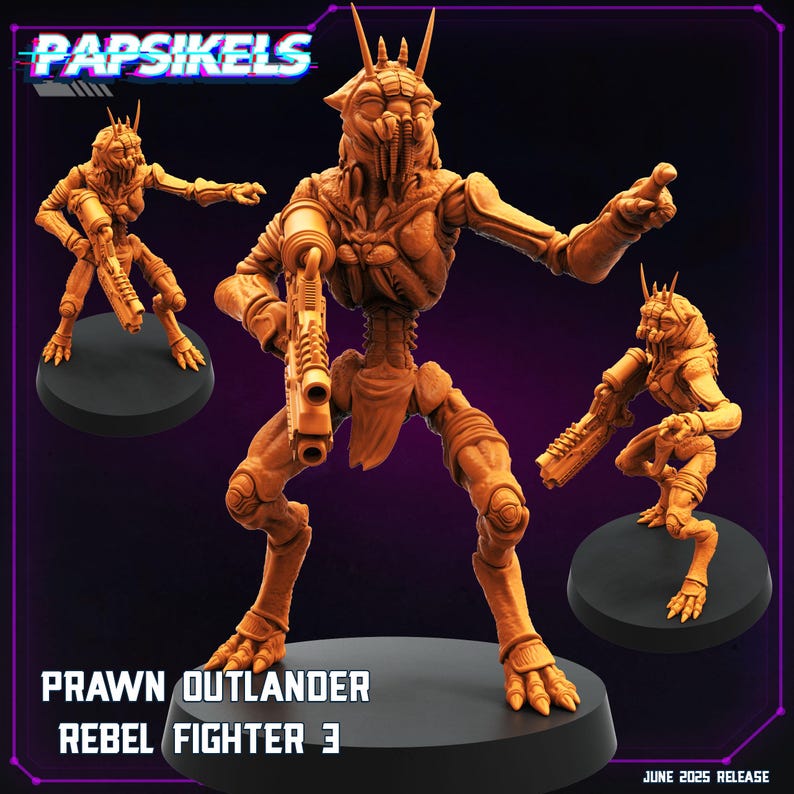 Cyberpunk Prawn Outlander Miniature: District 9 Rebel Fighter, 28/32mm ...