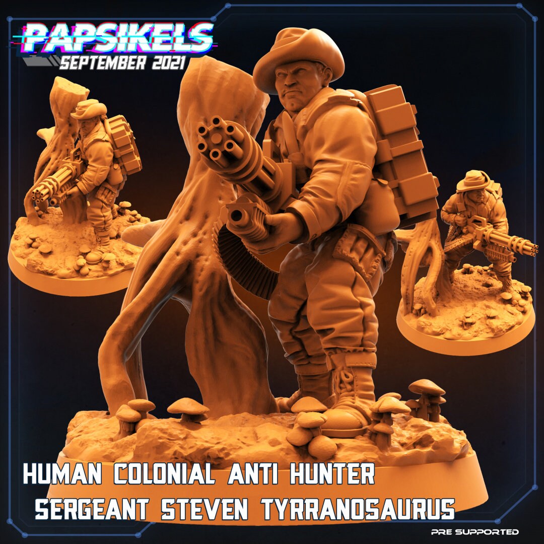 Human Colonial Anti Hunter Sergeant Steven Tyrranosaurus | Skull ...