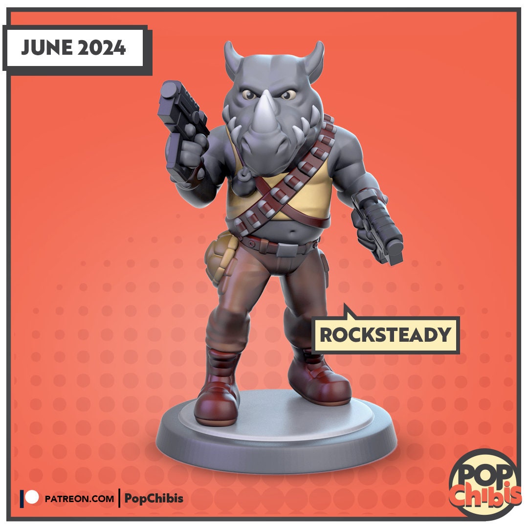 TMNT - Rocksteady Chibi | KS | 75mm Scale | Pop Minis | Pop Chibis ...