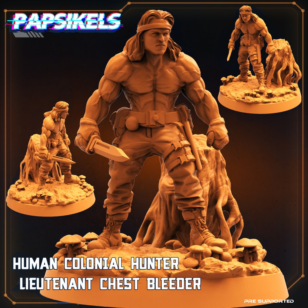 Skull Hunters Human Colonial Hunter Lieutenant Chest Bleeder Machete ...