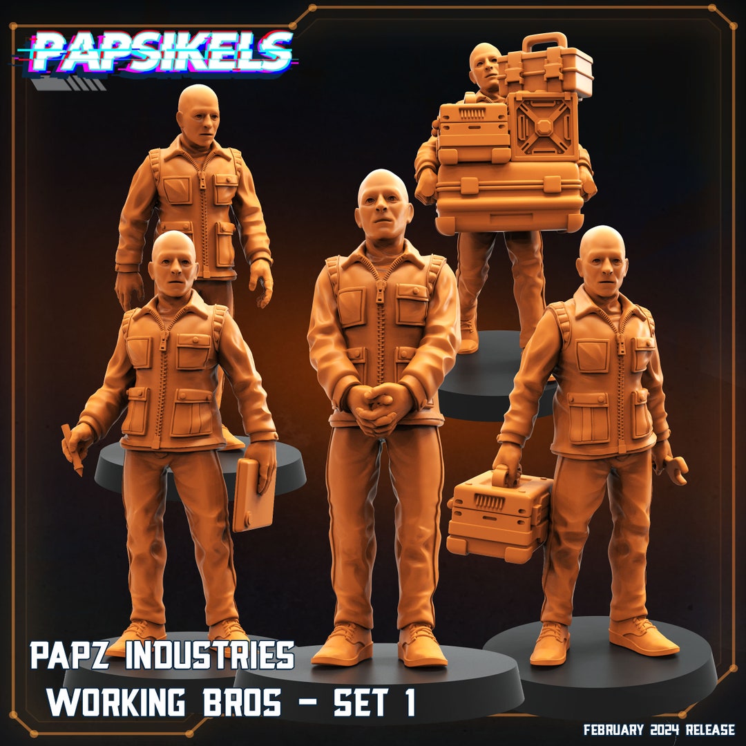 Aliens Vs Humans, Working Bros Set 1 / Working Joes , Papsikels, 32mm ...