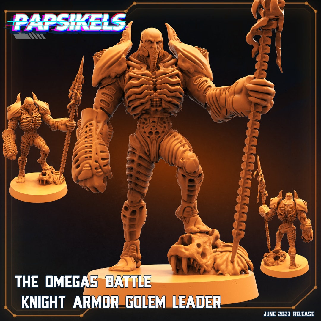 Omega Battle Knight Golem Leader: Aliens Vs Humans 32mm Resin Miniature ...