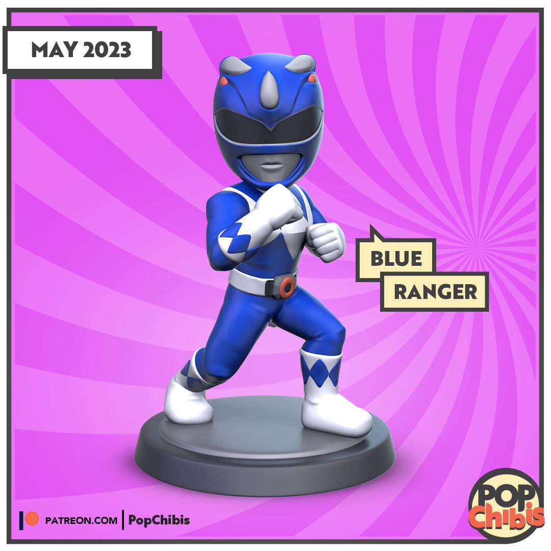 Power Rangers - Blue Ranger Chibi | KS | 75mm Scale | Pop Minis | Pop ...