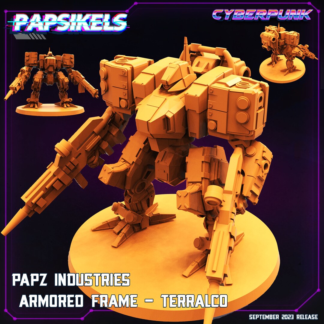 Terralco Armored Frame: Cyberpunk Miniature Sculpture for Wargaming ...