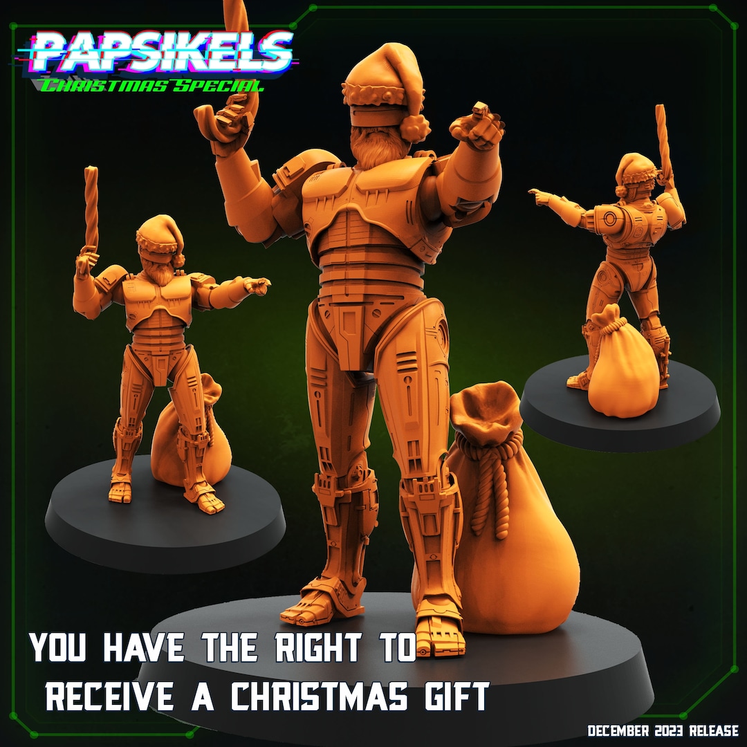 Robocop Santa Miniature: 12 Days of Christmas Sculpture for Wargaming ...