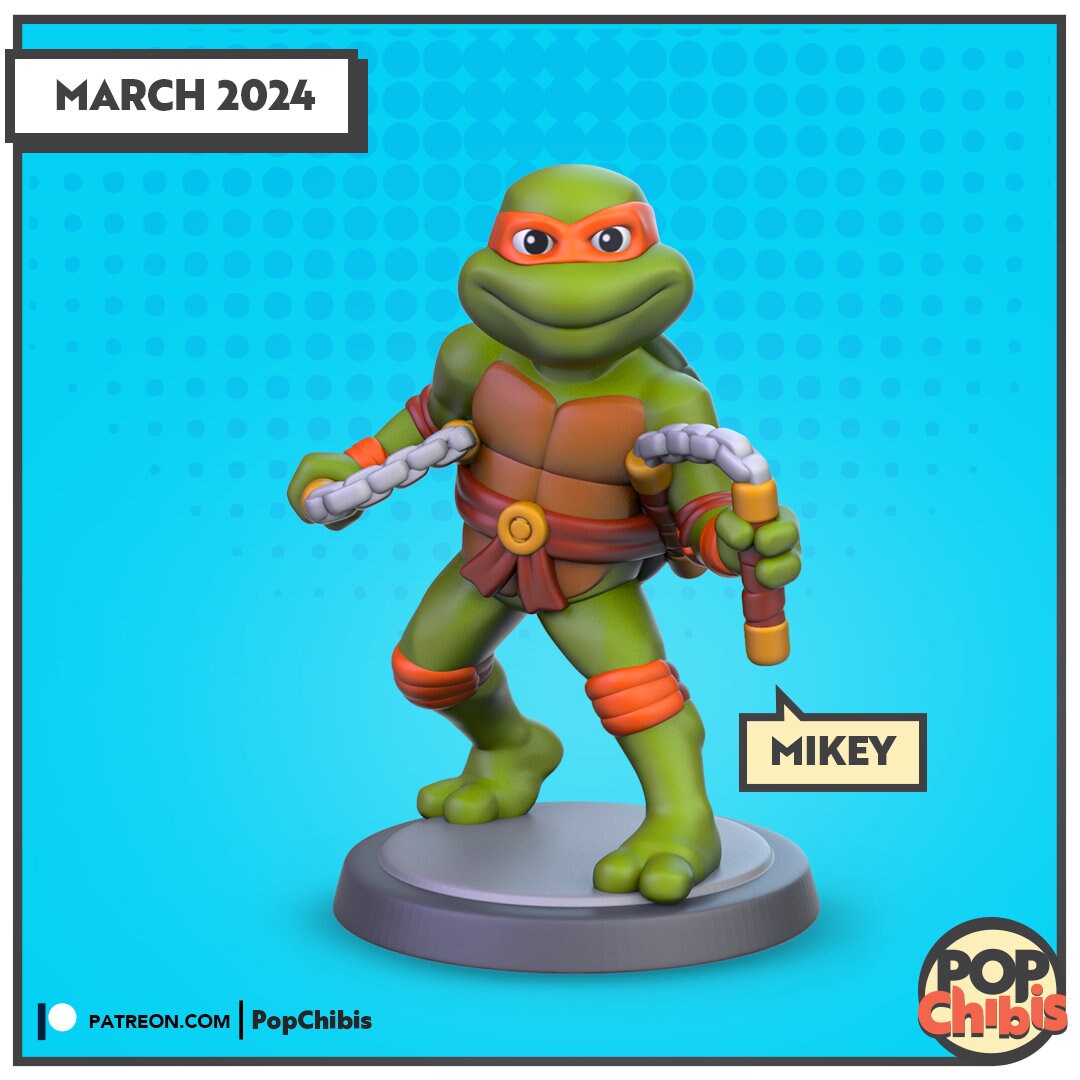 TMNT - Michaelangelo Mikey TMNT Chibi | KS | 75mm Scale | Pop Minis ...