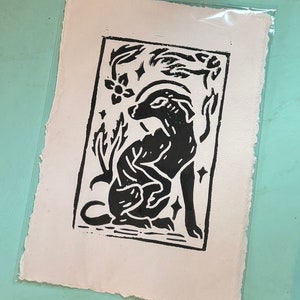 Sighthound A5 Hand-pressed Linocut Print - Etsy