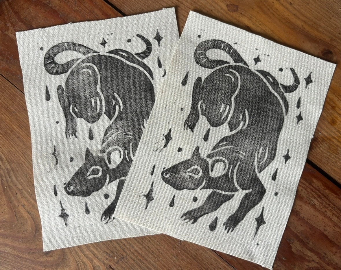 Rat Handmade Linocut Patch - Etsy