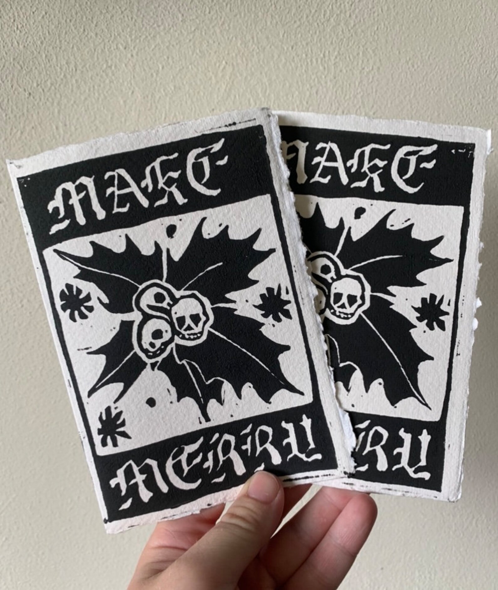 Handmade Linocut Printed Gothic Holly Christmas/xmas/holiday Card A6 - Etsy