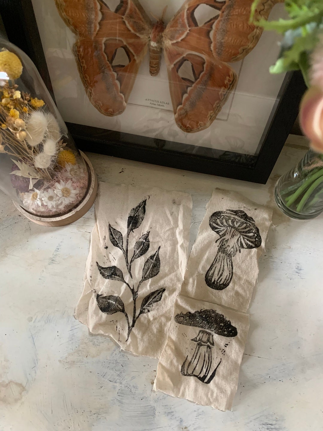 Botanical Handmade Linocut Patches - Etsy