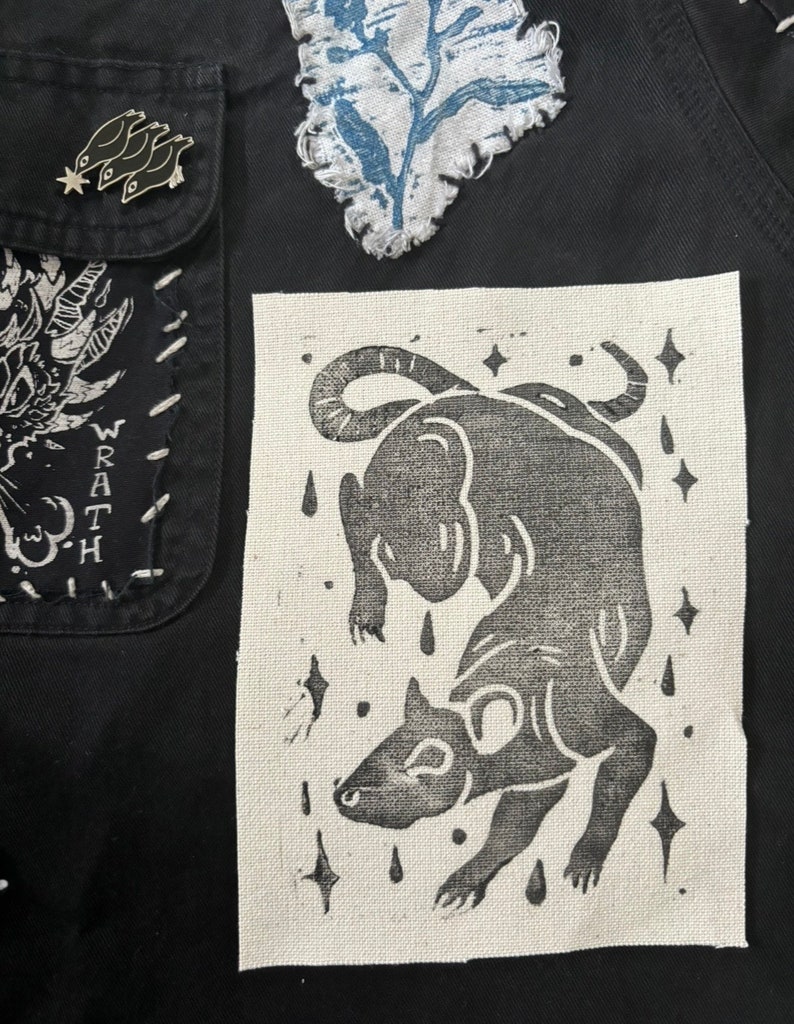 Rat Handmade Linocut Patch - Etsy