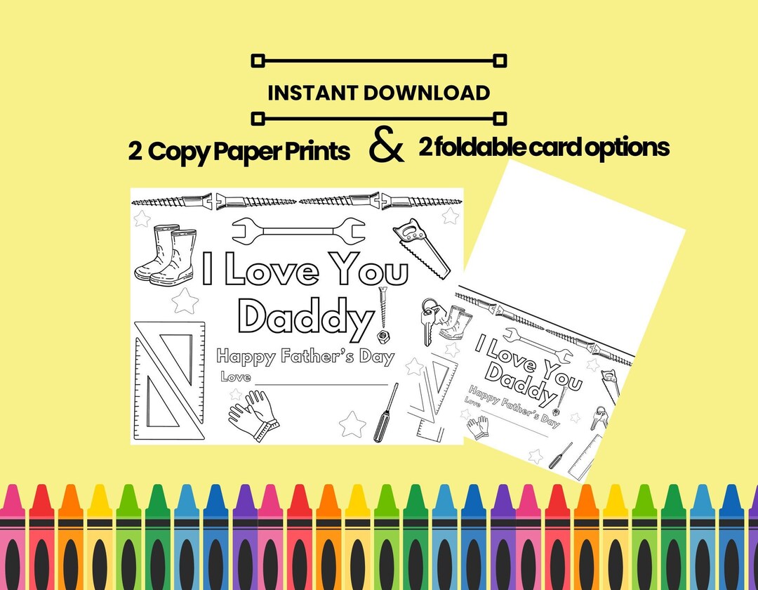 Daddy's Father's Day Tools Printable Card / Flat Card / Foldable Card ...