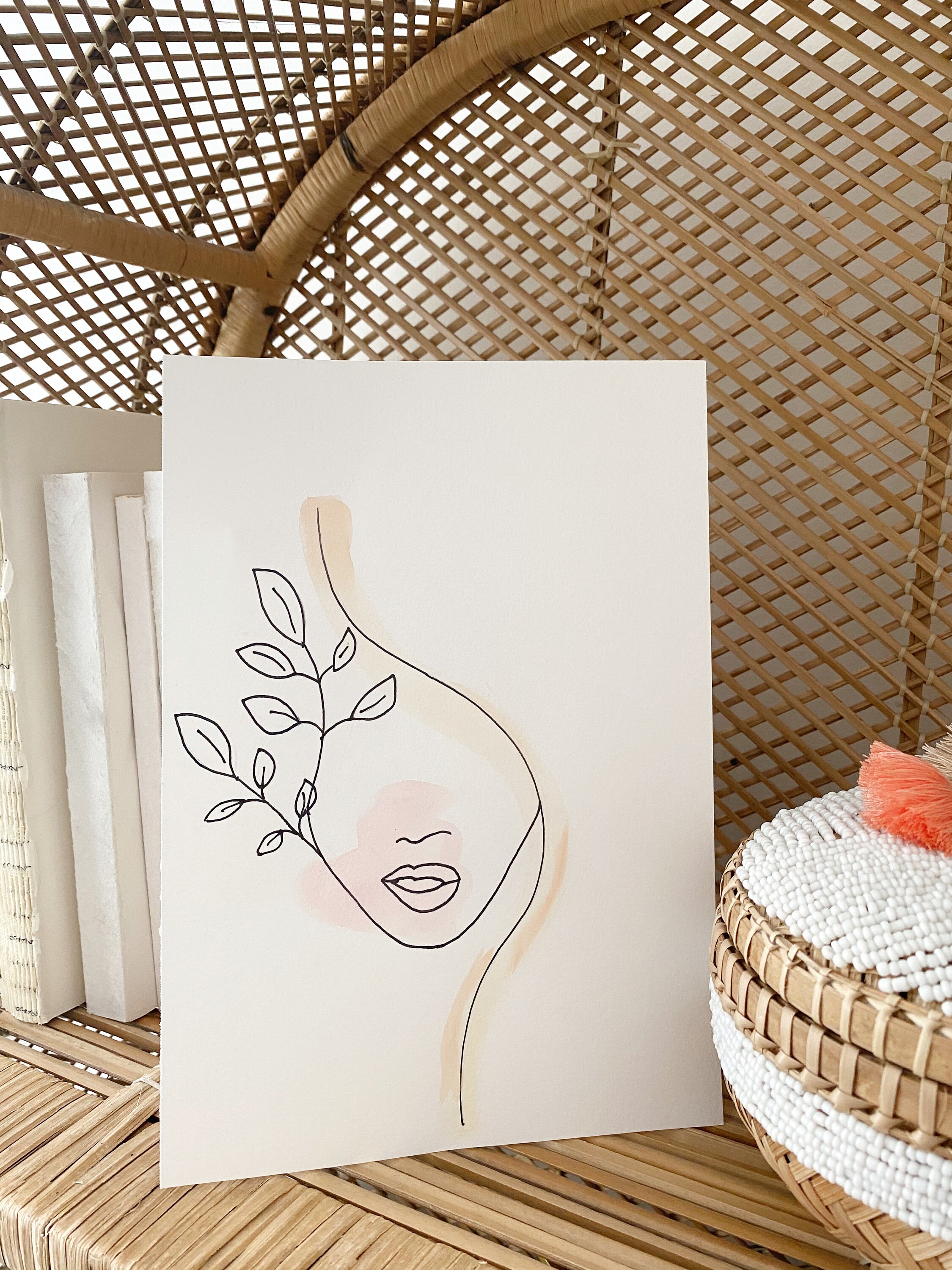 Modern Line Drawing Minimalist Modern Painting Watercolour - Etsy